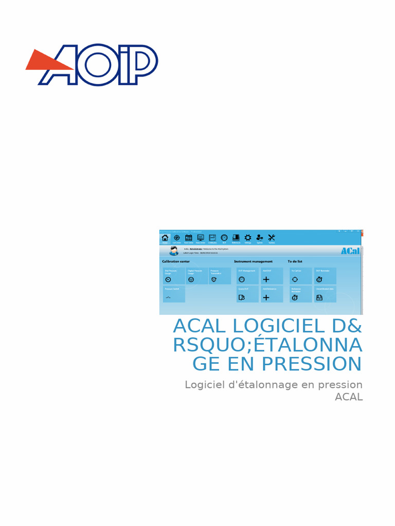 Logiciel ACal pour étalonnage pression | PDF | Calibrage | De base