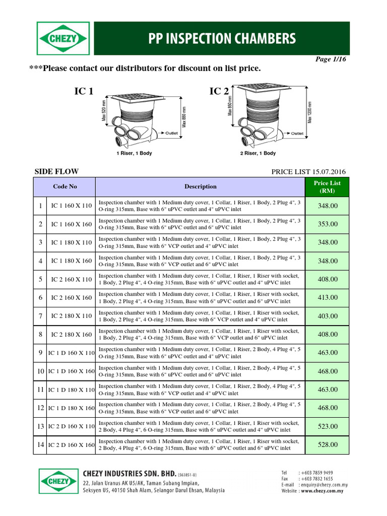 Chezy Chamber Pricelist 2019 | PDF | Technology & Engineering