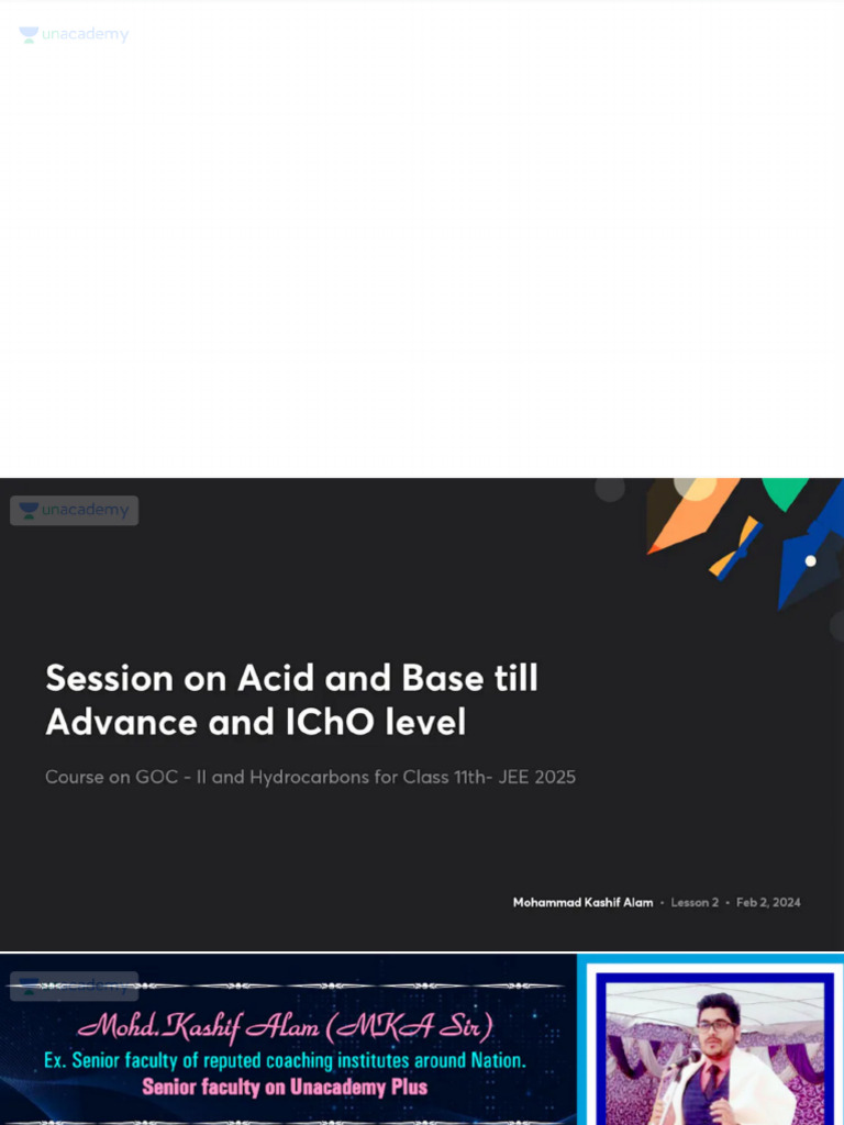 Session On Acid and Base Till Advance and IChO Level With Anno | PDF