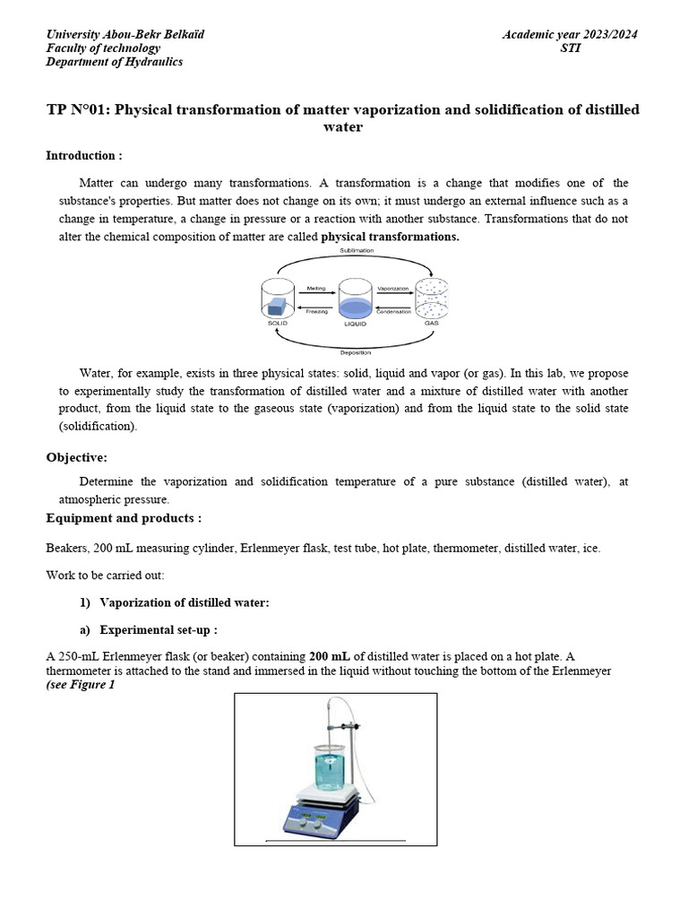 TP 1 ST | PDF | Distillation | Liquids