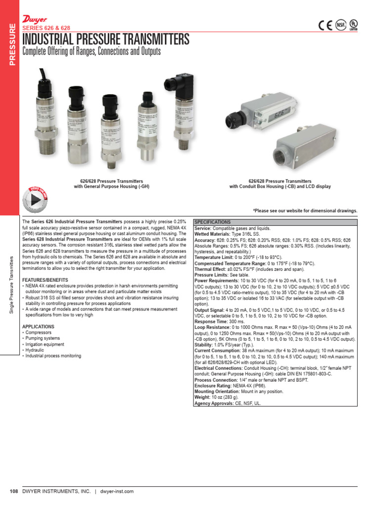 626 628.i | PDF | Pressure Measurement | Stainless Steel