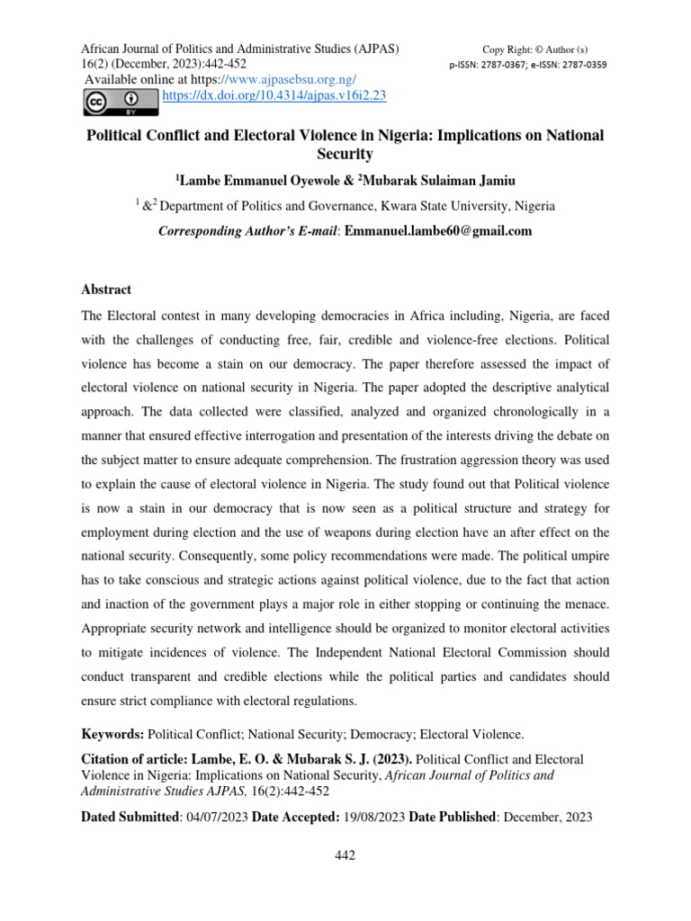 Ajol-File-Journals 677 Articles 260238 6571aa5584afd | PDF | Elections ...