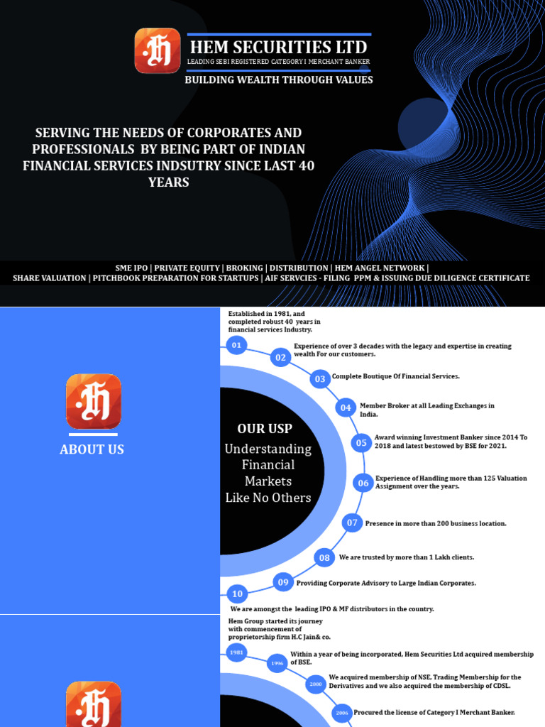 Corporate Profile - Hem Securities LTD | PDF | Valuation (Finance ...