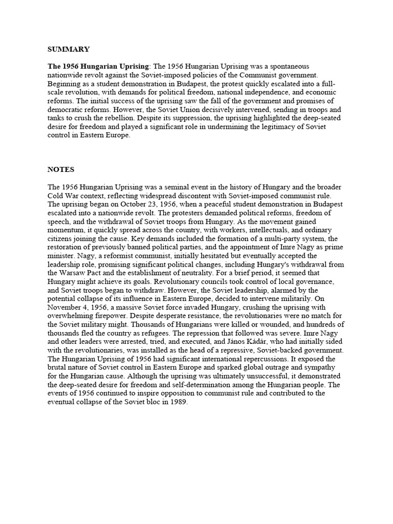 1956 Hungarian Uprising Overview | PDF | Hungary | International Relations