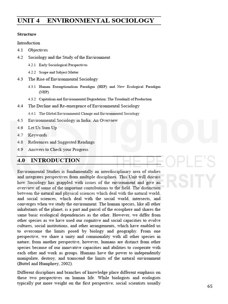 Unit 4 Environmental Sociology | PDF | Sociology | Environmentalism