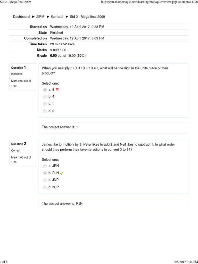STD 2 - Mega Final 2009 | Download Free PDF | Postage Stamp | Arithmetic