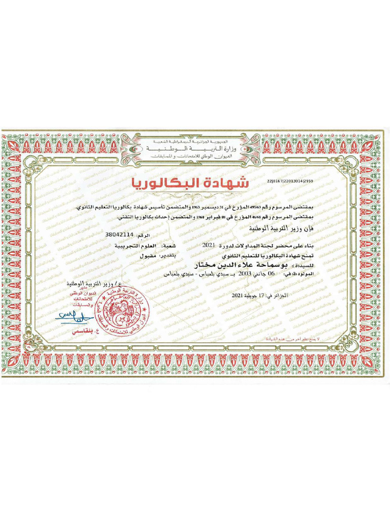 original diploma and transcript in the Arabic | PDF