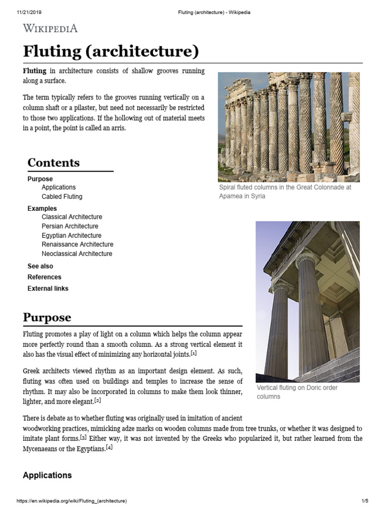 Fluting (Architecture) - Wikipedia | PDF | Column | Architectural Elements
