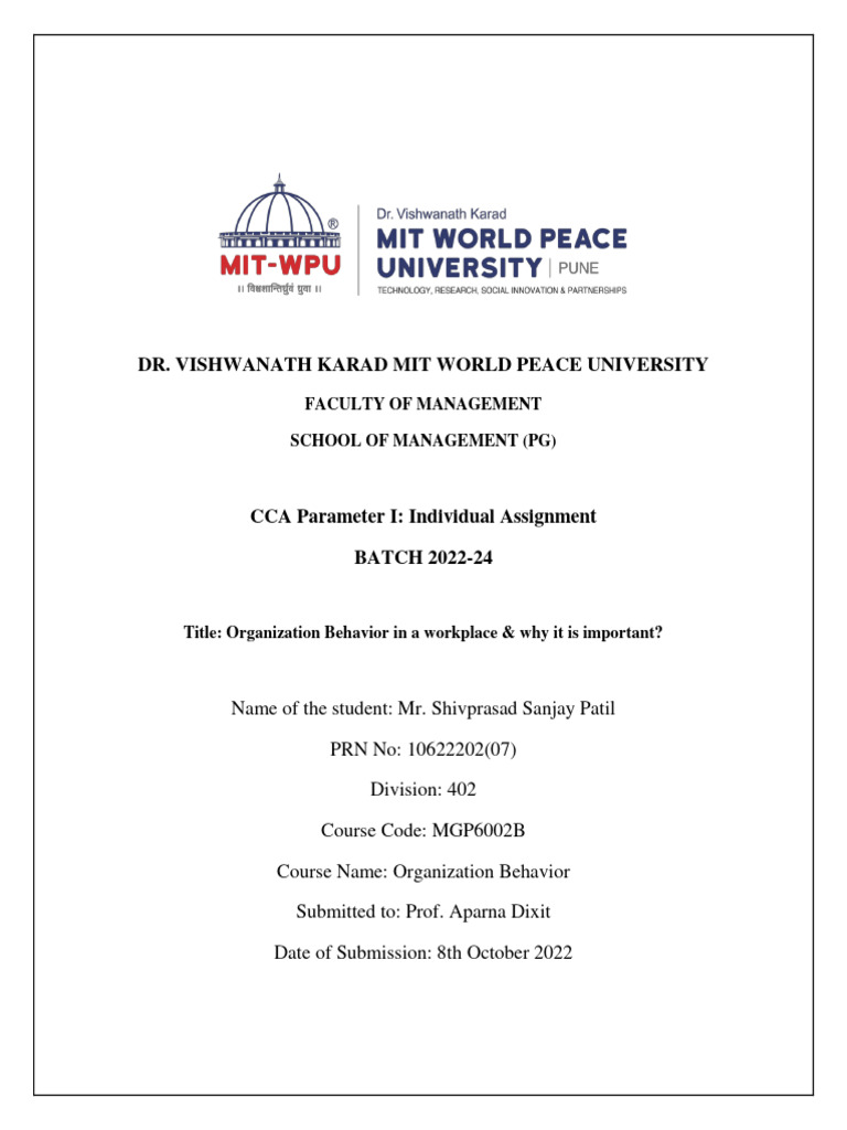 OB Individual Assignment Div 4 1062220207 | Download Free PDF | Organizational Behavior | Leadership