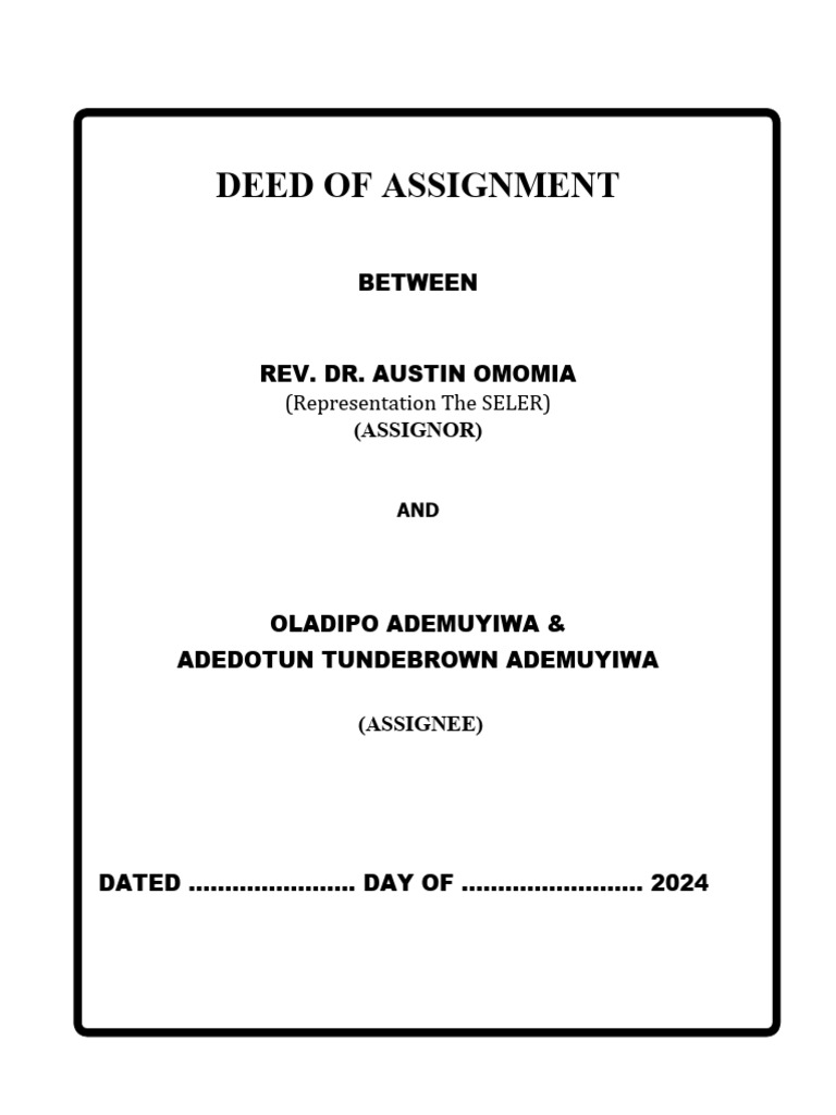 Deed of Assignment | Download Free PDF | Assignment (Law) | Private Law