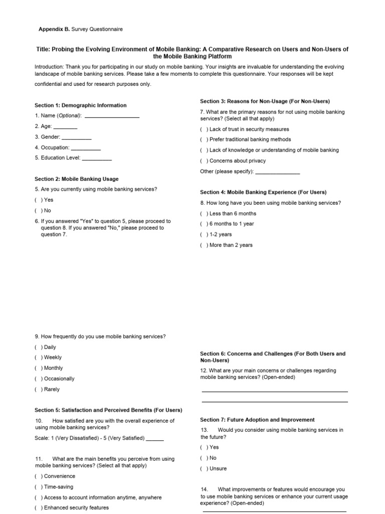 Survey Questionnaire | Download Free PDF | Questionnaire