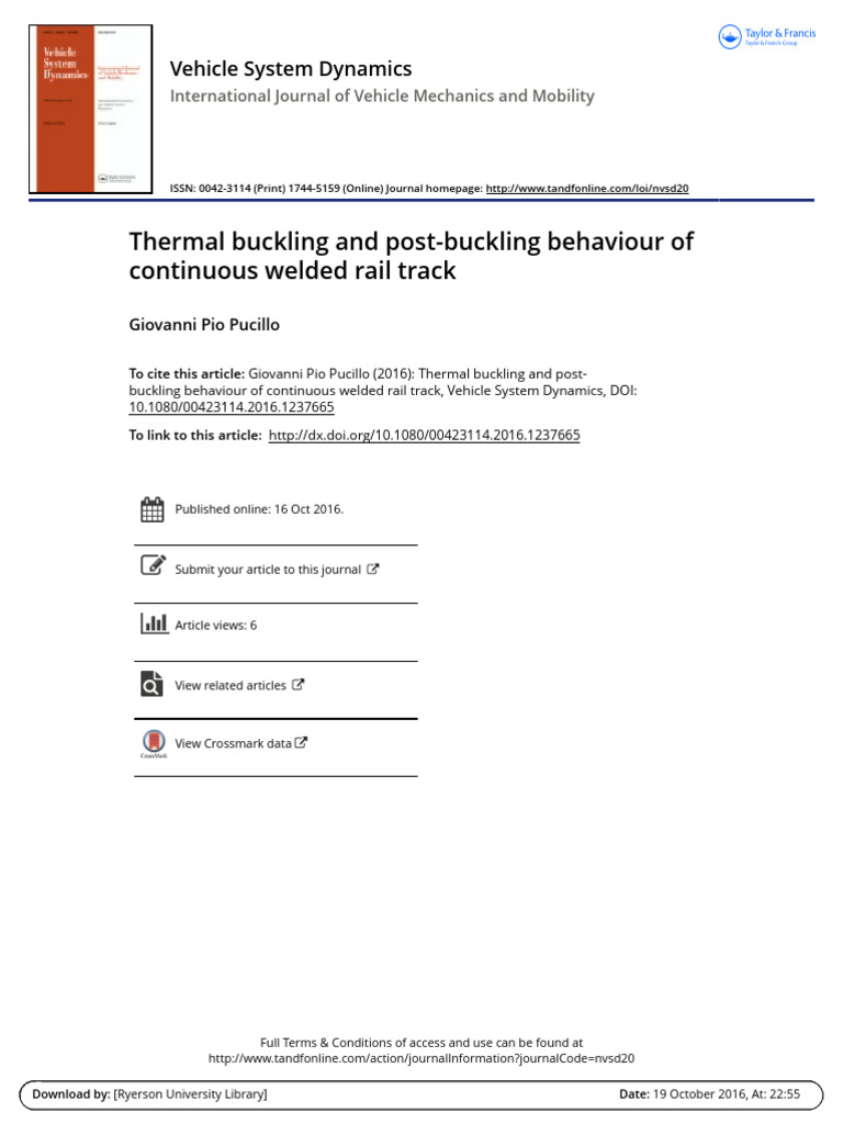 Thermal Buckling and Post-Buckling Behaviour of Continuous Welded Rail ...