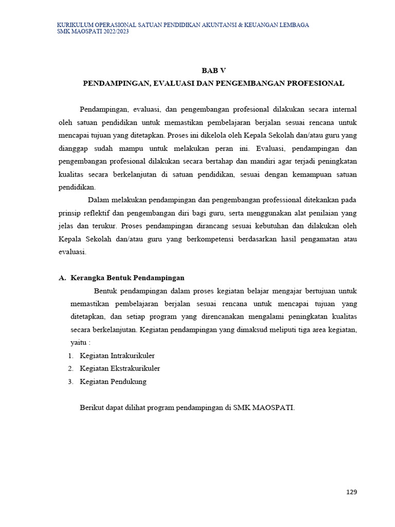 BAB V Pendampingan, Evaluasi dan Pengembanga Profesional | PDF BAB V Pendampingan, Evaluasi dan Pengembanga Profesional | PDF