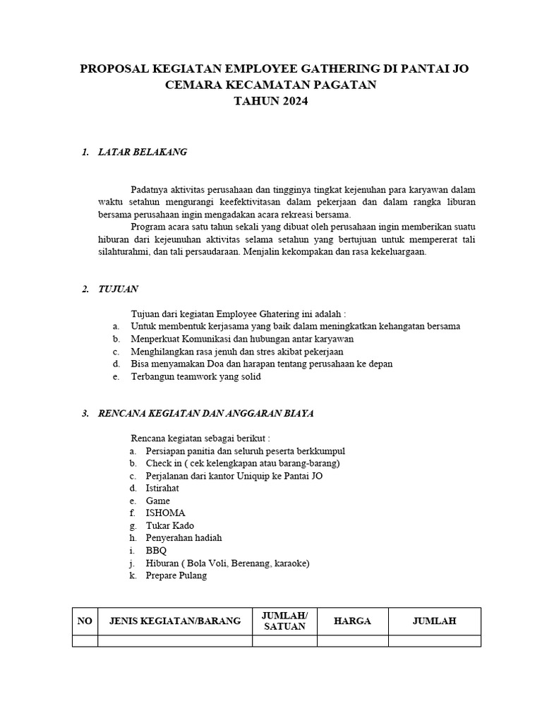 Proposal Employee Gathering 2024 | PDF | Karier & Perkembangan | Bisnis
