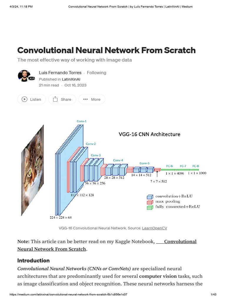 Convolutional Neural Network From Scratch - by Luís Fernando Torres - LatinXinAI - Medium | PDF ...