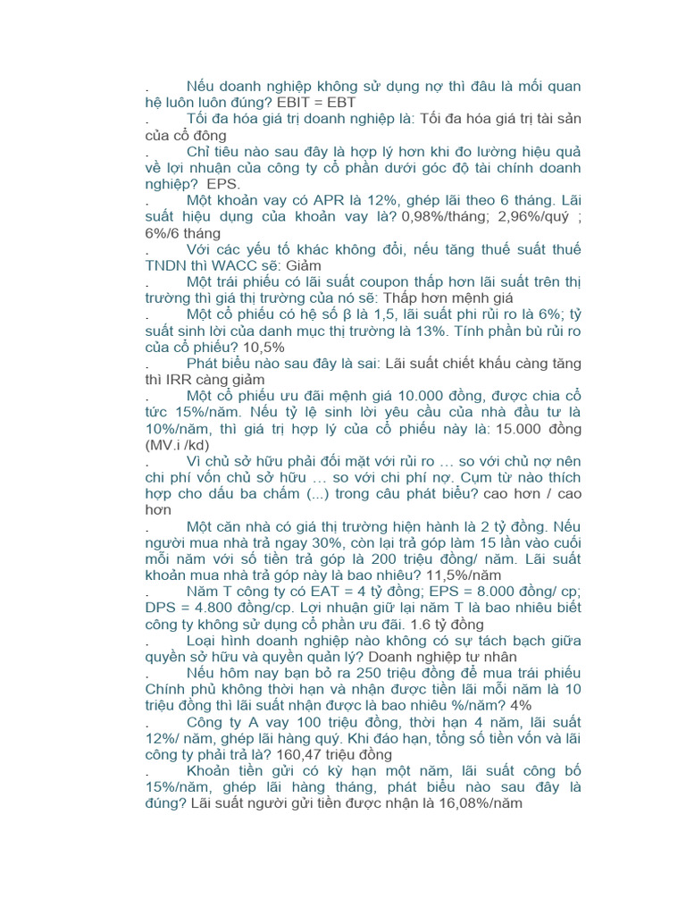 Trắc Nghiệm TCDN | PDF