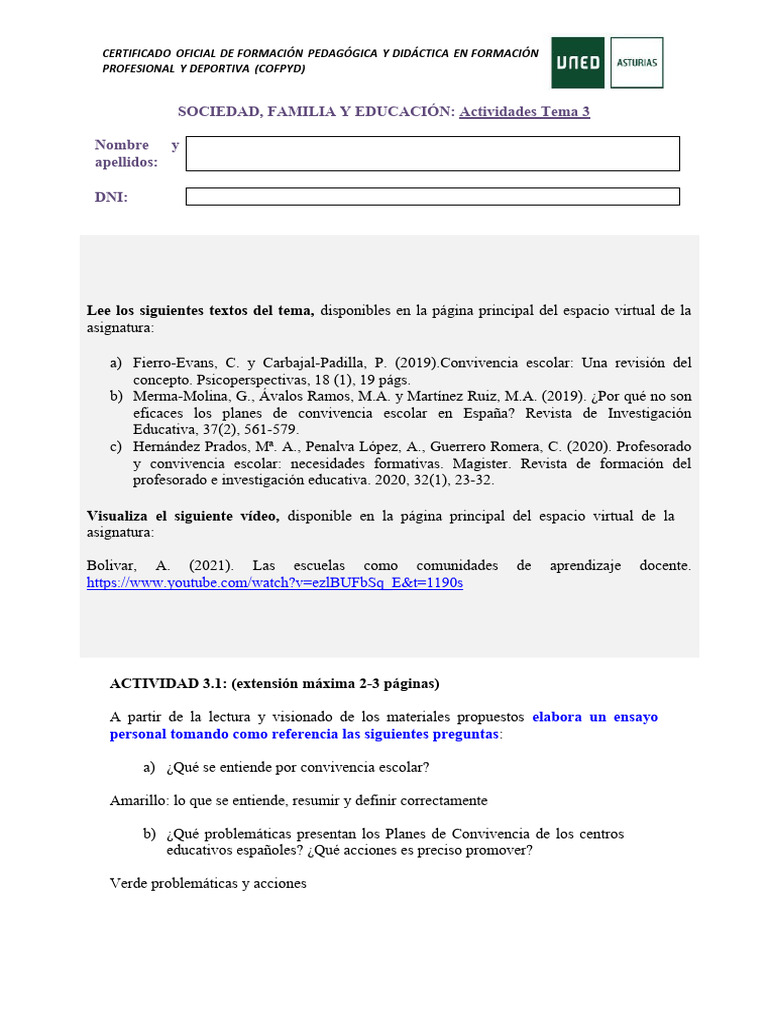 ACTIVIDADES_TEMA_3_(SFE) | PDF | Maestros | Aprendizaje