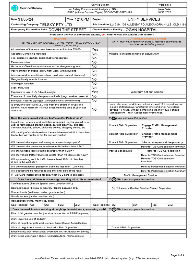 JSEA Job Safety Analysis Form | PDF | Personal Protective Equipment ...