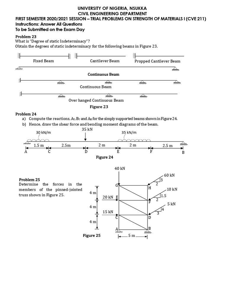 Cve 211 Trial Questions 2020 2021 | PDF | Beam (Structure) | Applied ...