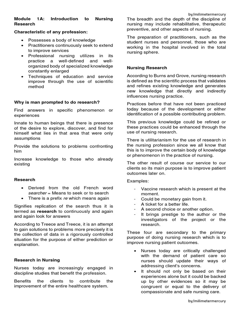 NCM 111 Nursing Research Lecture M1 3 | PDF | Nursing | Knowledge