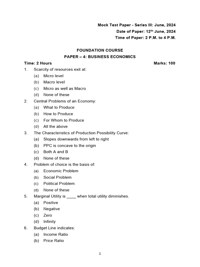 MTP - 23 - 57 - Questions - 1718099511 Business Economics | PDF ...