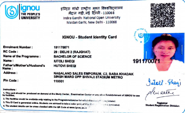 ID Card Ignou | PDF