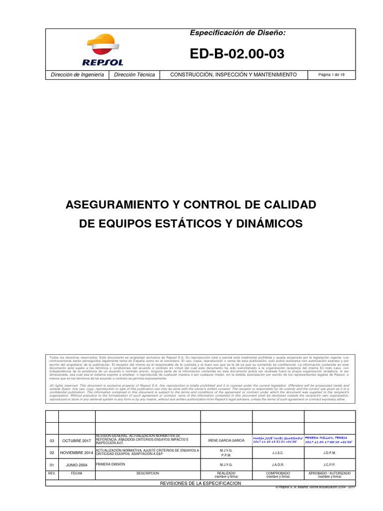 1 3 16 Ed B 02 00 03 Aseguramiento Y Control De Calidad De Equipos
