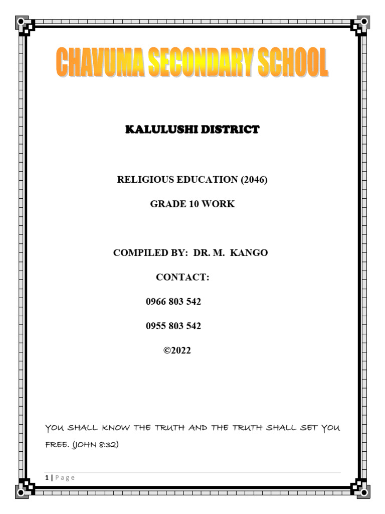 Grade 10 Religious Education Notes | PDF | Baptism | Jesus