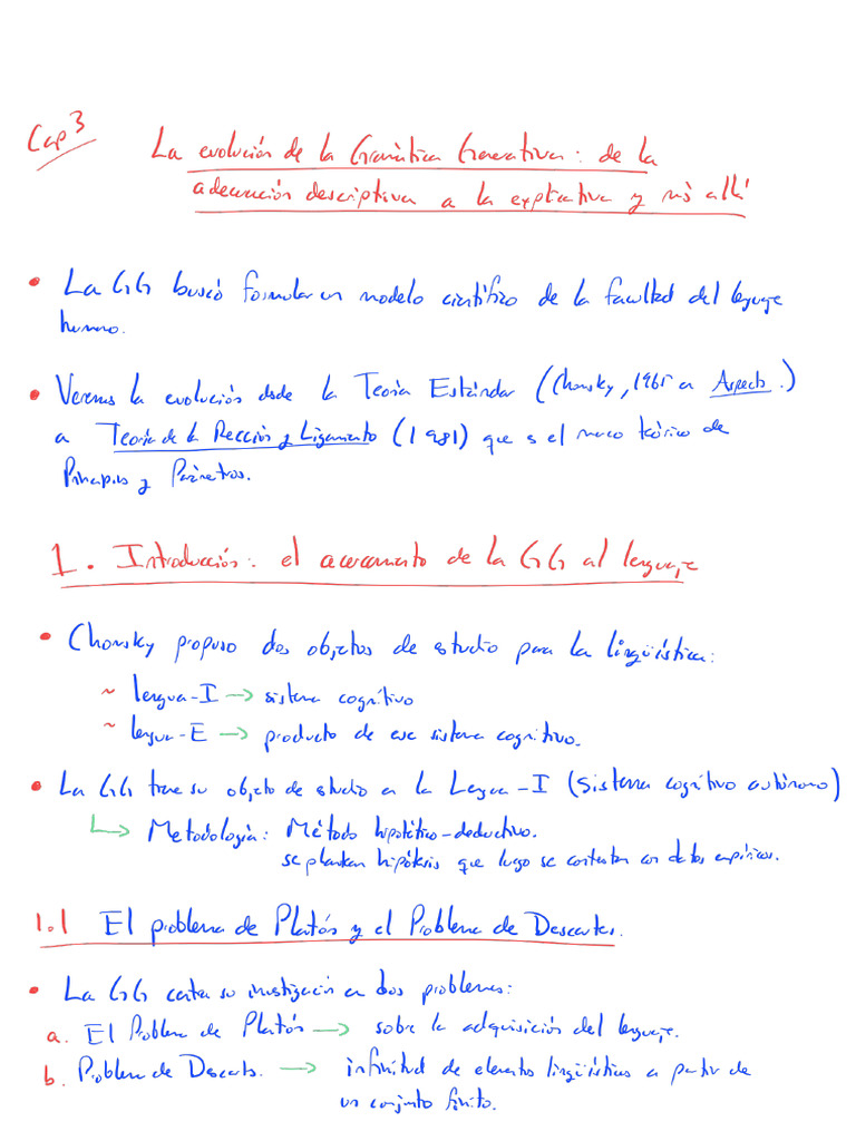 Cap 3 Resumen - Evolución de La Gramatica Generativa | PDF