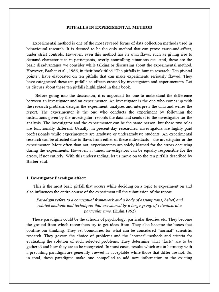 Pitfalls in experimental research | PDF | Experiment | Paradigm