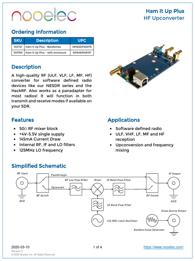 Ham It Up Plus Datasheet Revision 2 | PDF | Software Defined Radio | High Frequency