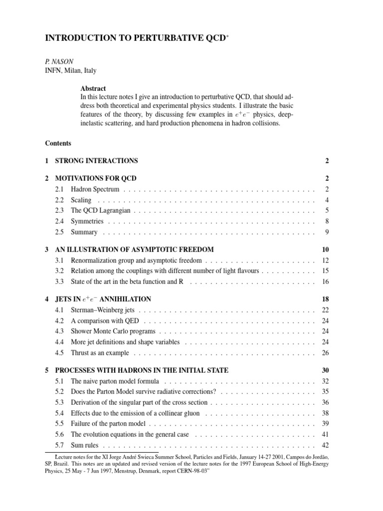 Introduction To Perturbative QCD | PDF | Quantum Chromodynamics | Fundamental Interaction