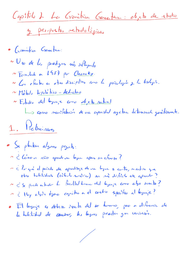 Cap 2 - Resumen La Gramática Generativa_ | PDF
