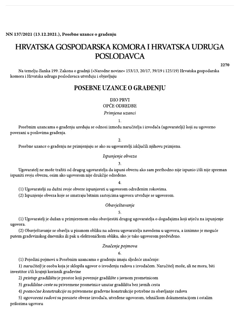 Posebne Uzance o Gradjenju 2021nn | PDF