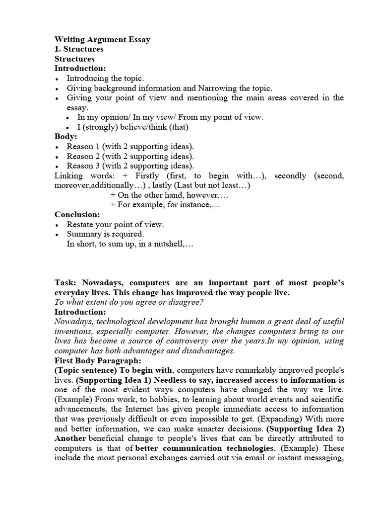 Writing Argument Essay | PDF | Communication | Information