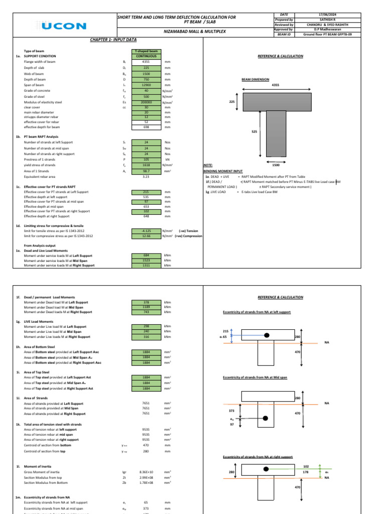 NZM GF PT Beam Gfptb-09 Deflection Check | PDF | Beam (Structure) | Continuum Mechanics