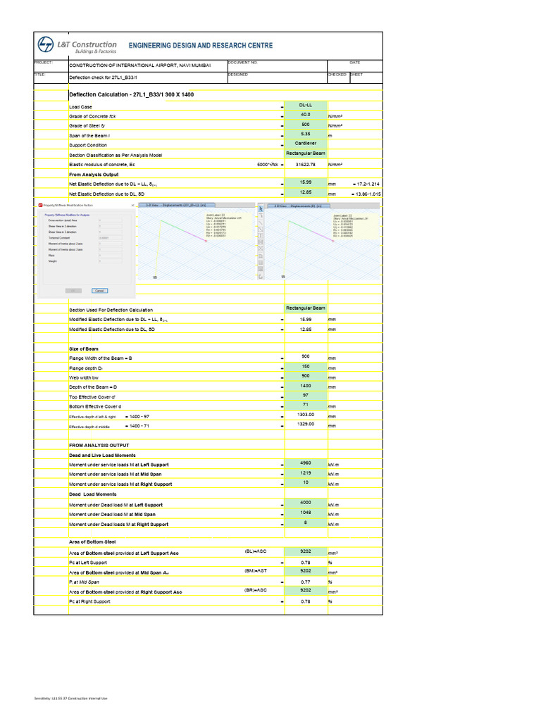 27L1 - B33 Deflection Summary | PDF | Beam (Structure) | Civil Engineering