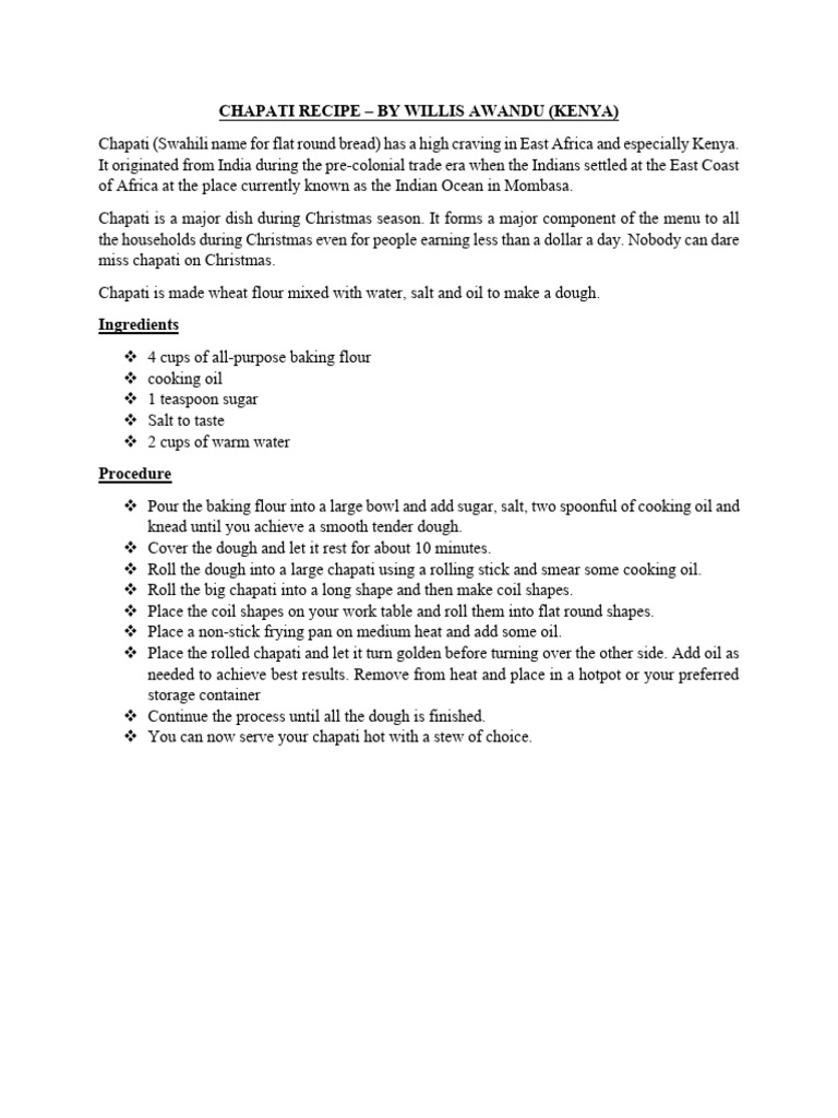 Chapati Recipe and Preparation Guide | PDF