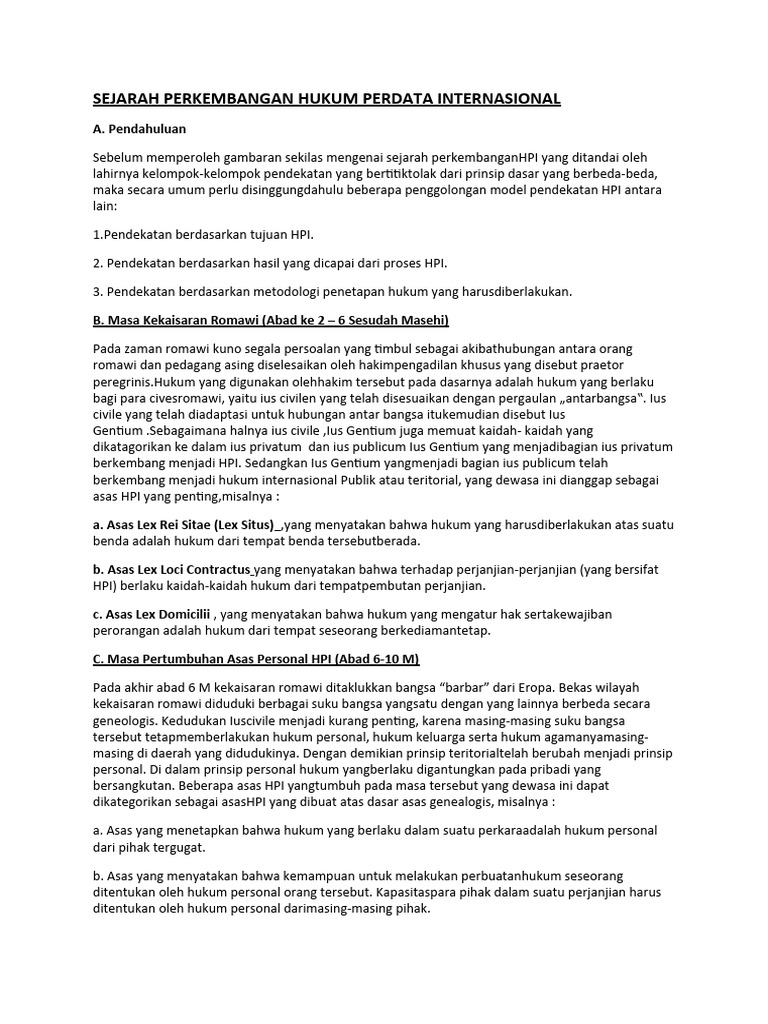 Sejarah Perkembangan Hukum Perdata Internasional | PDF