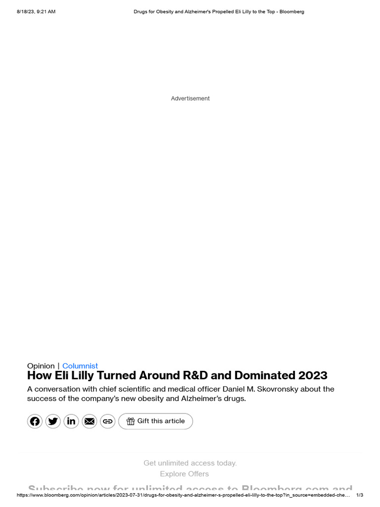 Eli Lilly's Breakthrough Drugs in 2023 | PDF | Bloomberg L.P. | Obesity