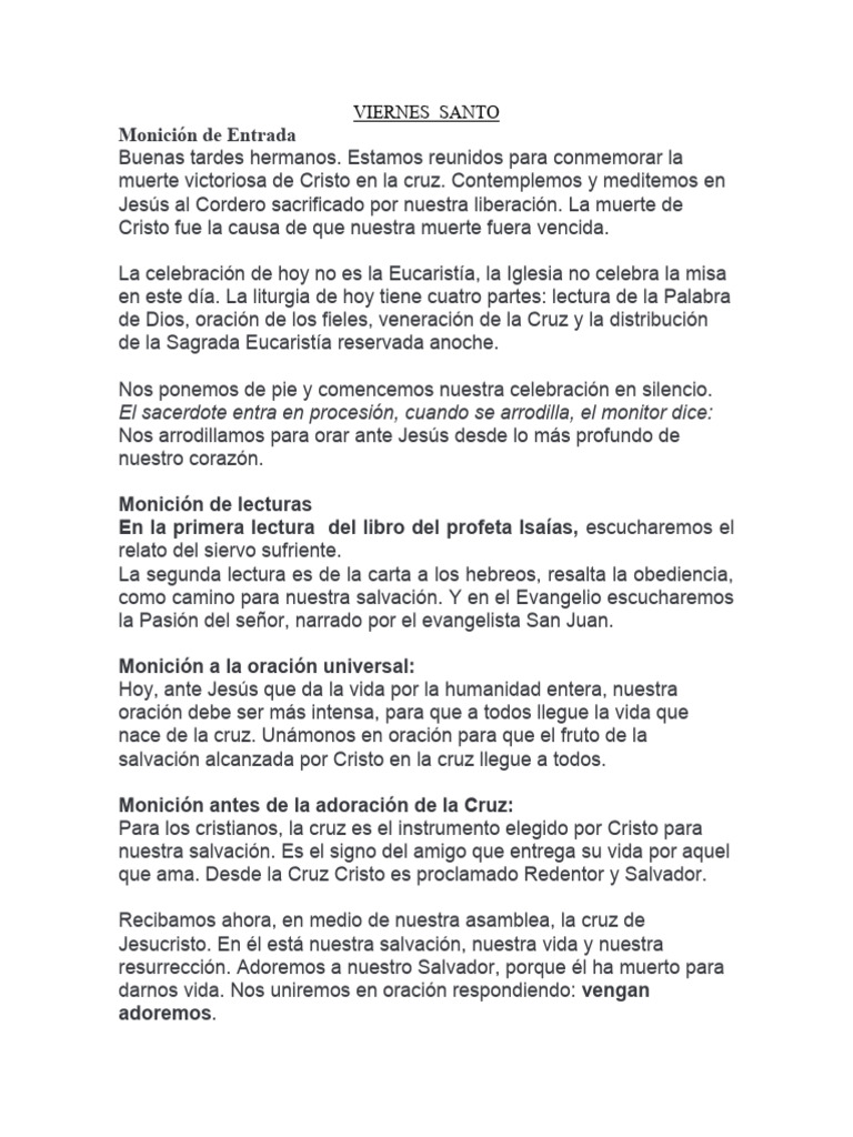 Monicion Viernes Santo | PDF | Cristo (título) | eucaristía