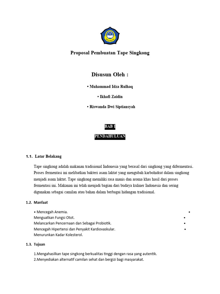Proposal Pembuatan Tape | PDF