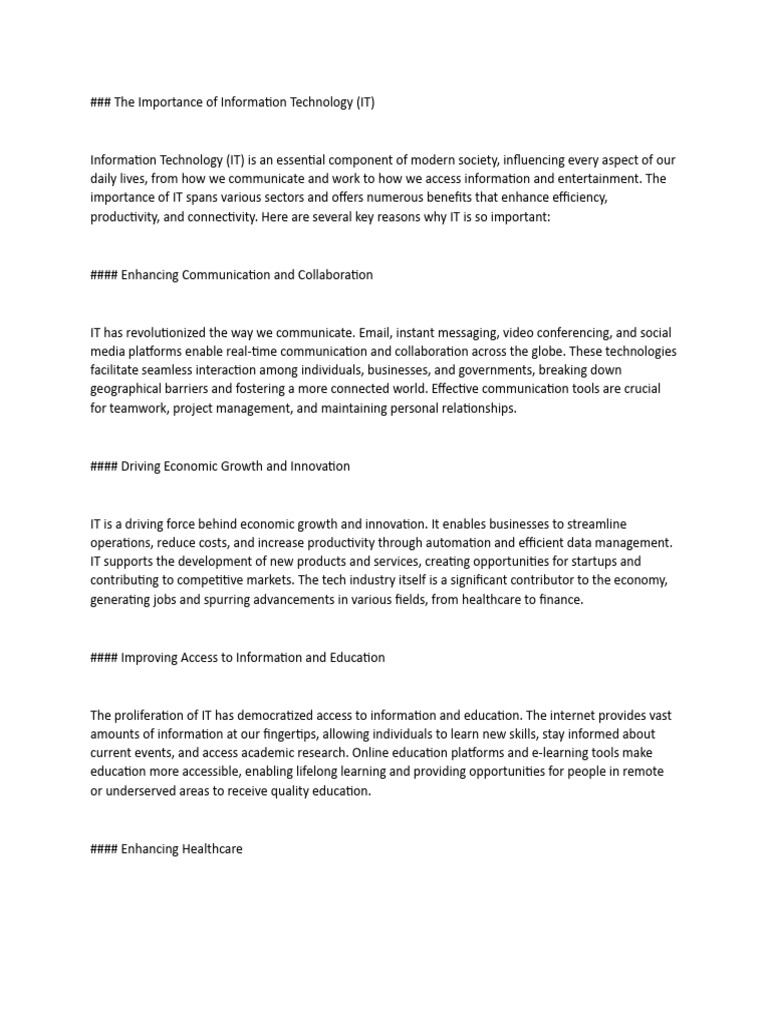 The Importance of Information Technology | PDF | Computer Security | Security