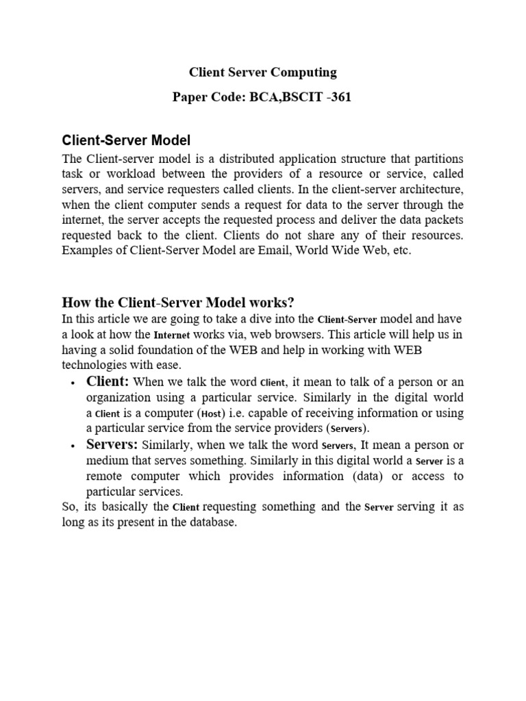 BCA , BSCIT | PDF | Client–Server Model | Osi Model
