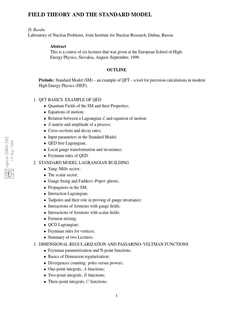 Field Theory and The Standard Model | PDF | Quantum Field Theory | Quantum Electrodynamics