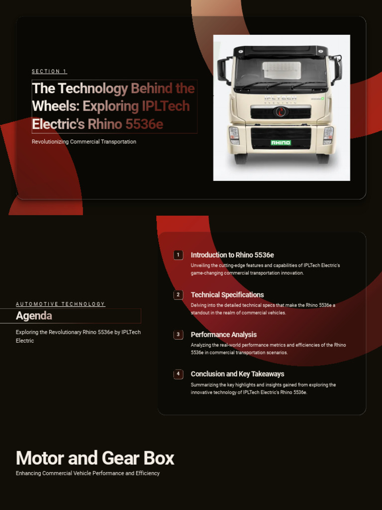 IPLTech's Rhino 5536e: EV Truck Innovation | PDF | Transport | Truck