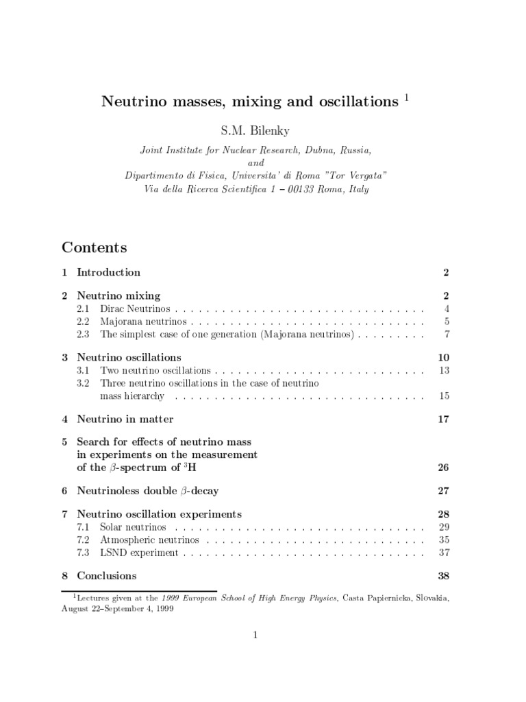 Neutrino Masse, Mixing and Oscillations #" | PDF