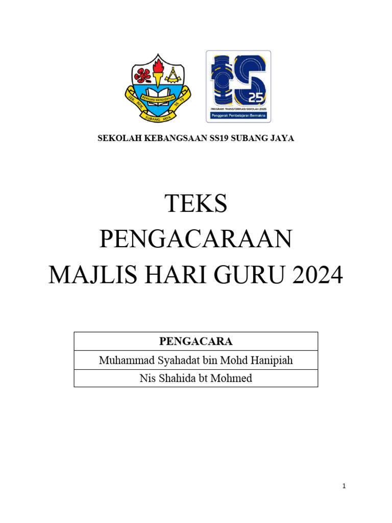 Skrip Pengacara Majlis Hari Guru | PDF