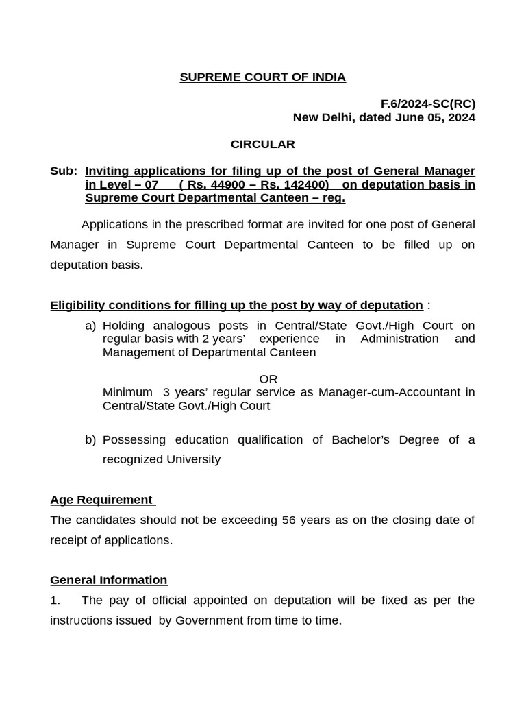 Supreme Court of India Recruitment 2024 | PDF | Justice | Crime & Violence