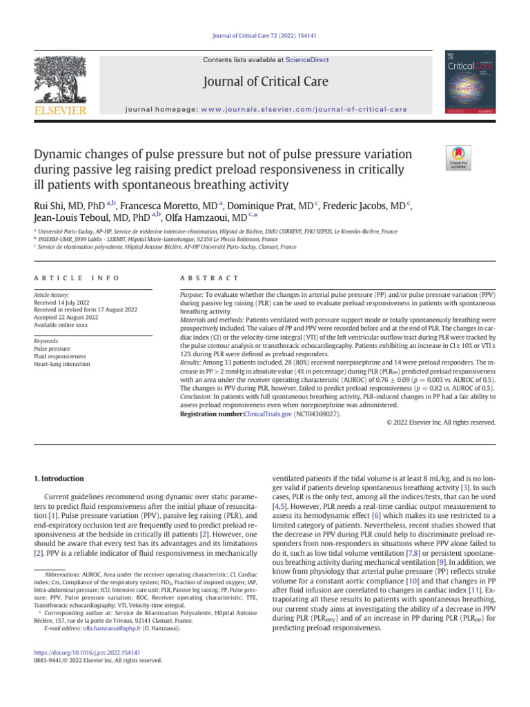 Journal of Critical Care: MD, PHD, MD, MD, MD, MD, PHD, MD | PDF | Receiver Operating ...
